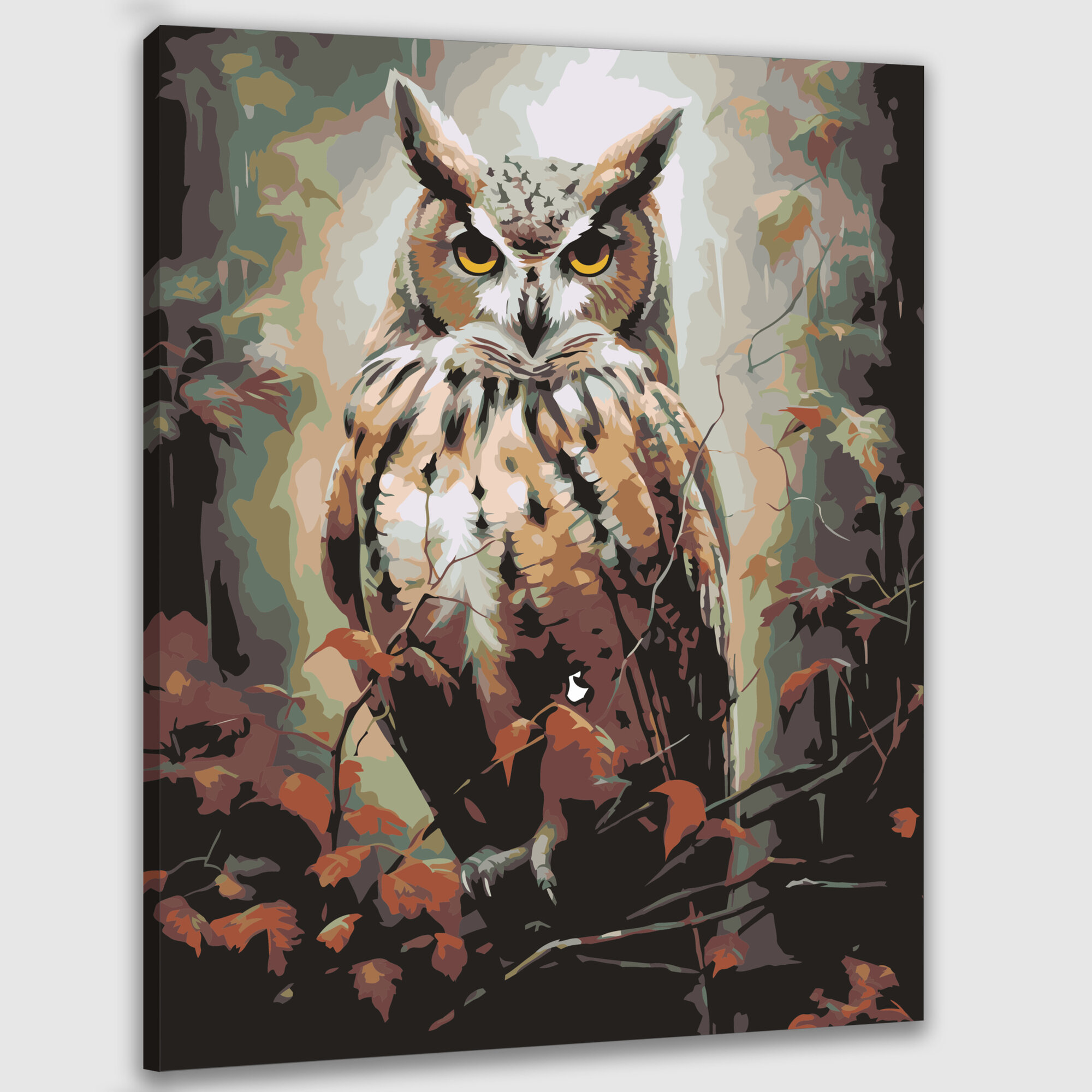 Картина по номерам 40x50 см, картина, масло, сова, глаза, мудрость, тайна, мастерская работа, кисть, теплые тонов