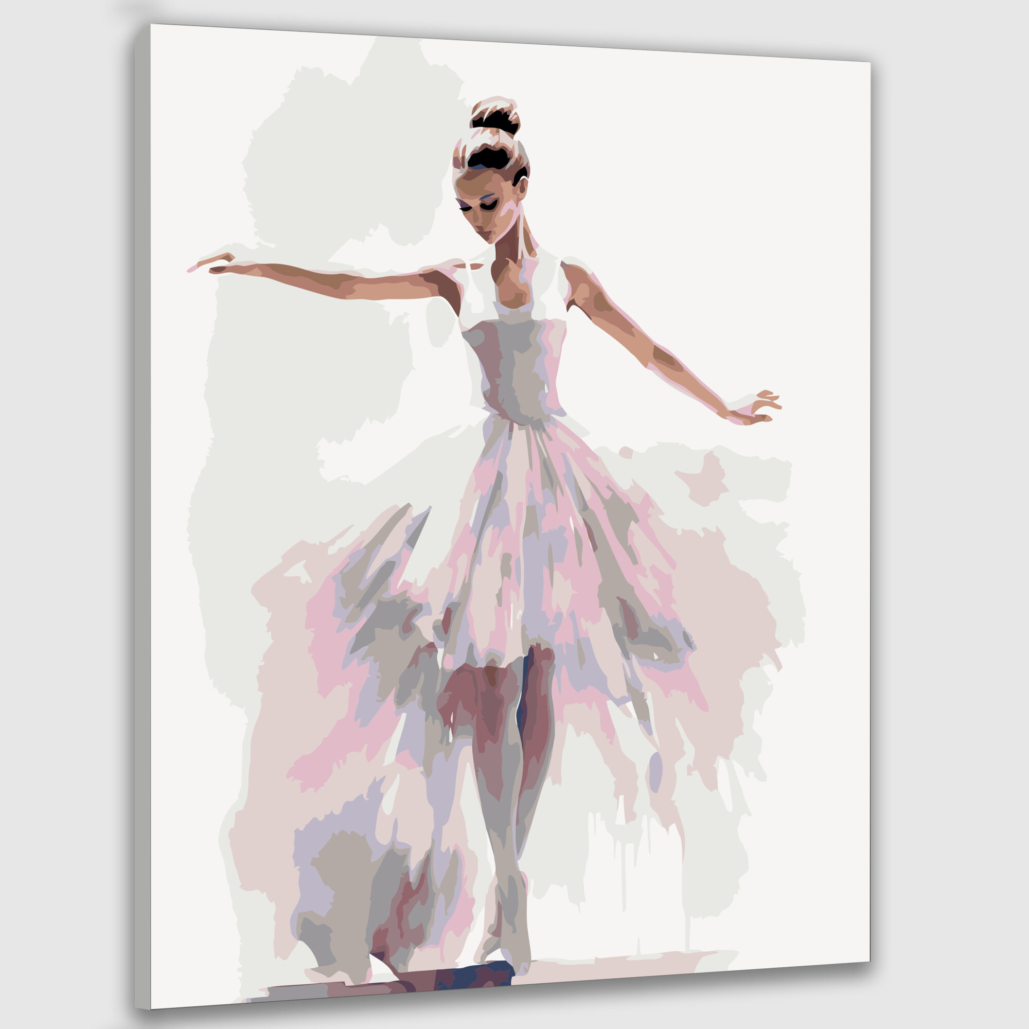Картина по номерам 40x50 см, балерина, выступление, эмоции, движения, осанка, мазки кисти, оттенки цветов, белая пачка