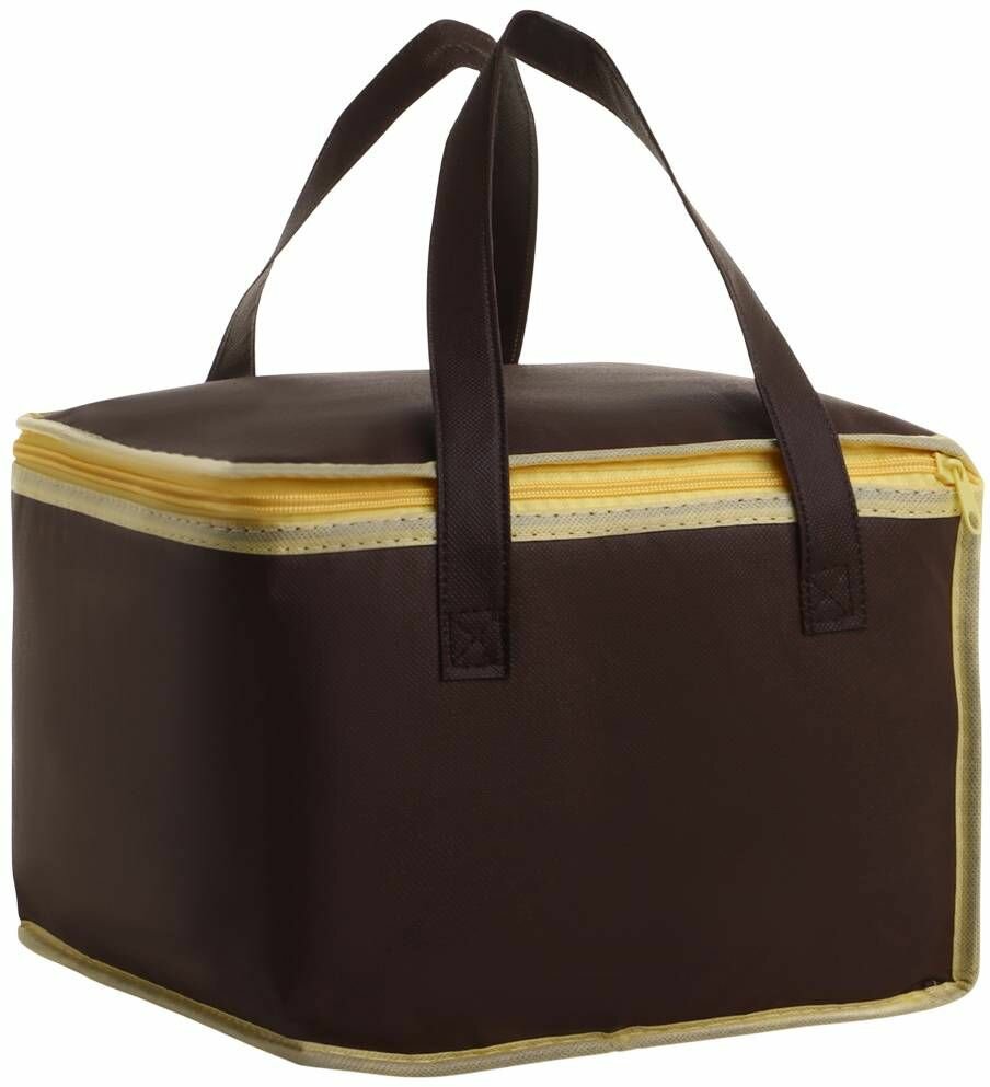 Термосумка на молнии для еды на работу, ланч боксов, обедов, дорожная сумка-холодильник для пикника и путешествий, объём 6,4 л, цвет коричневый
