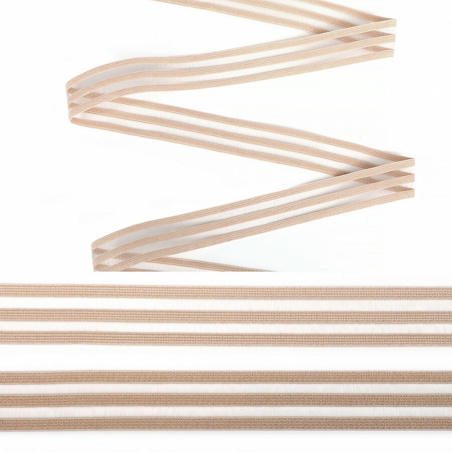 Резинка декоративная с прозрачными вставками Нейлон шир.020мм S185 цв. серебристый пион уп.30м