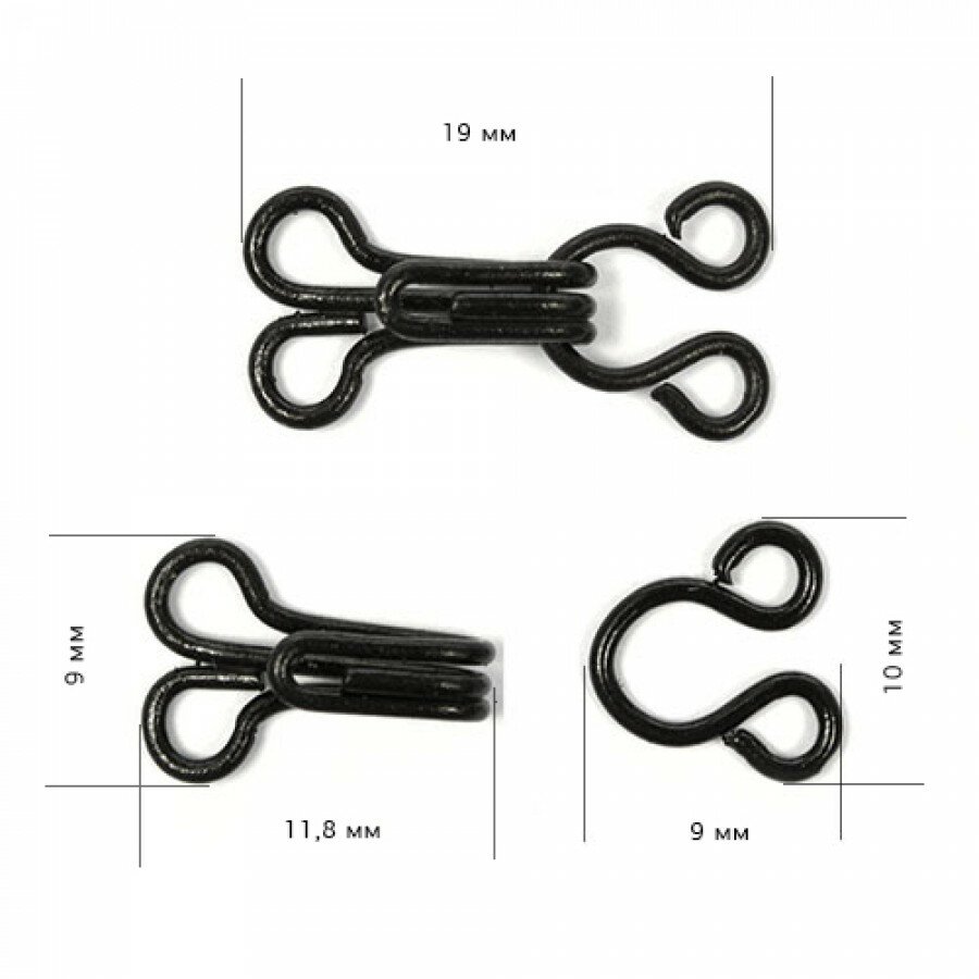 Крючки пришивные N3 (17х9мм) ТВ-НЕ-А цв. никель черный уп. 600шт