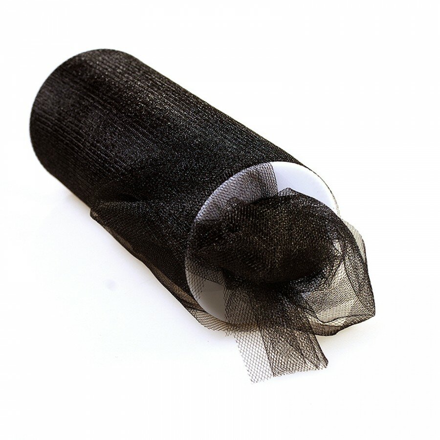 Фатин средней жесткости в шпульках блестящий,100% нейлон, TBY.C шир.150мм цв.22 черный уп.22.86м