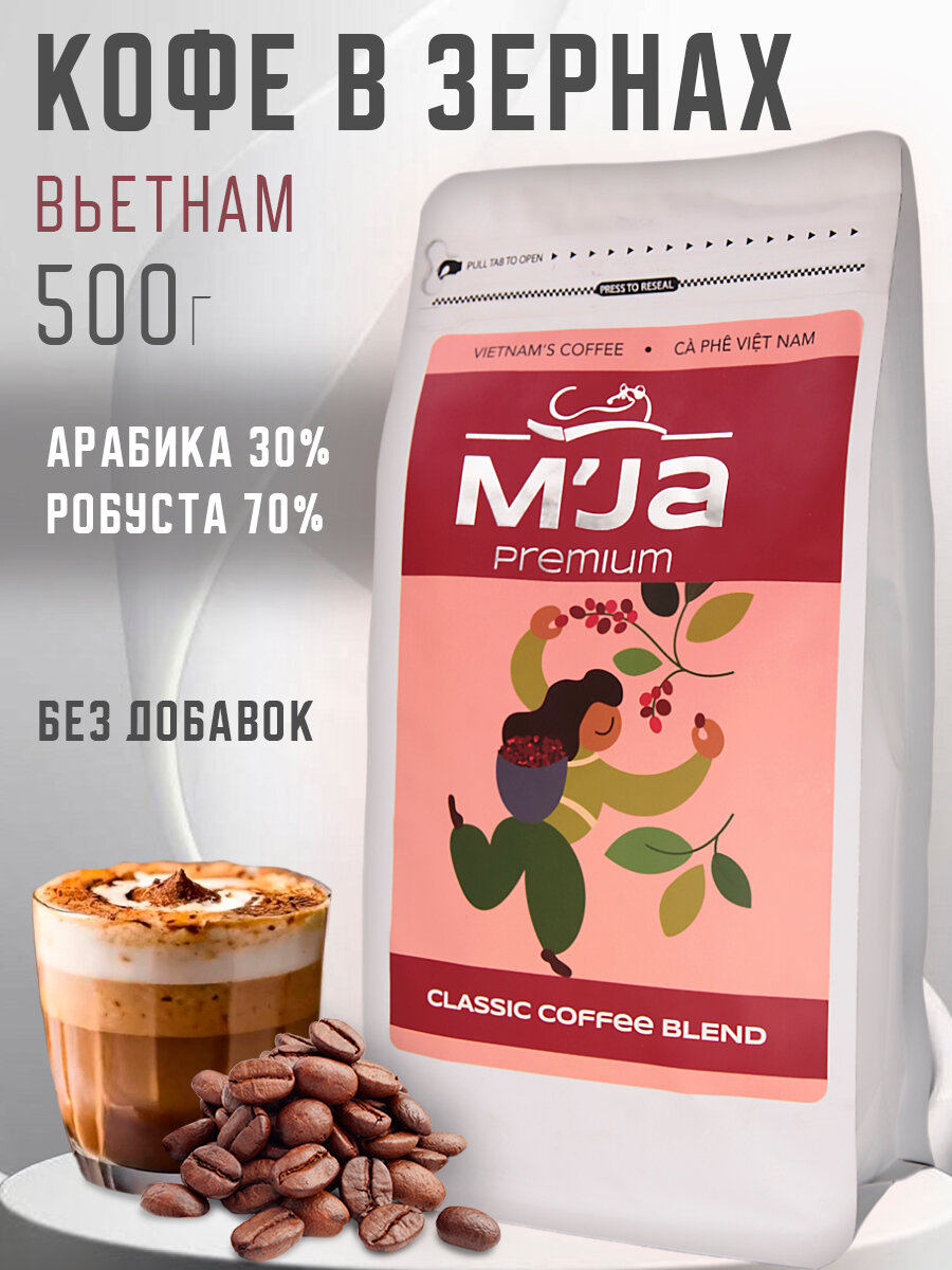 Кофе в зернах Арабика, Робуста 500 гр, M'JA Specialty coffee