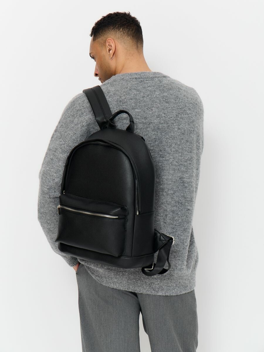 Рюкзак BACKPACK2U, водоотталкивающий, экокожа, черный, для ноутбука до 15,6", 24 л,