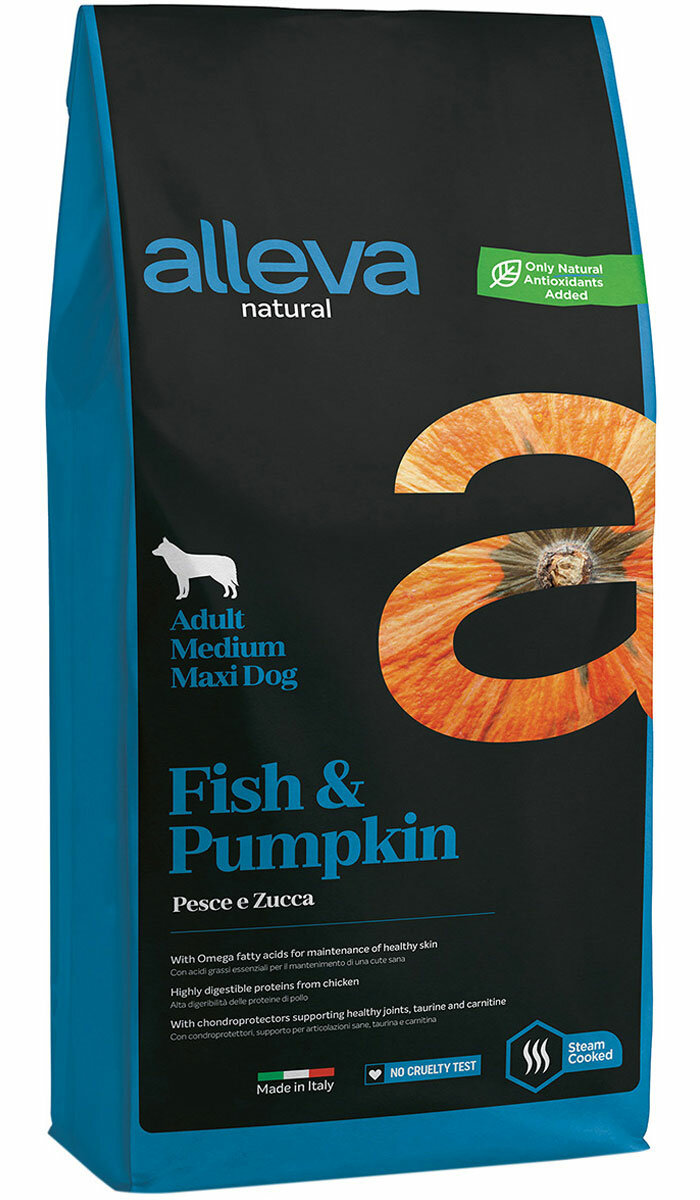 ALLEVA NATURAL ADULT DOG MEDIUM/MAXI FISH & PUMPKIN низкозерновой для взрослых собак средних и крупных пород с рыбой и тыквой (2 кг)