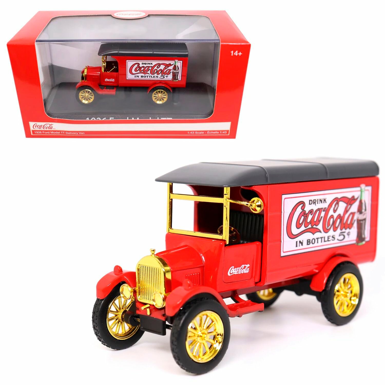 Машинка литая коллекционная Motor City Classics - Die-сast модель по лицензии Coca-Cola 1926 Ford Model TT Delivery Van, масштаб 1:43, 443026