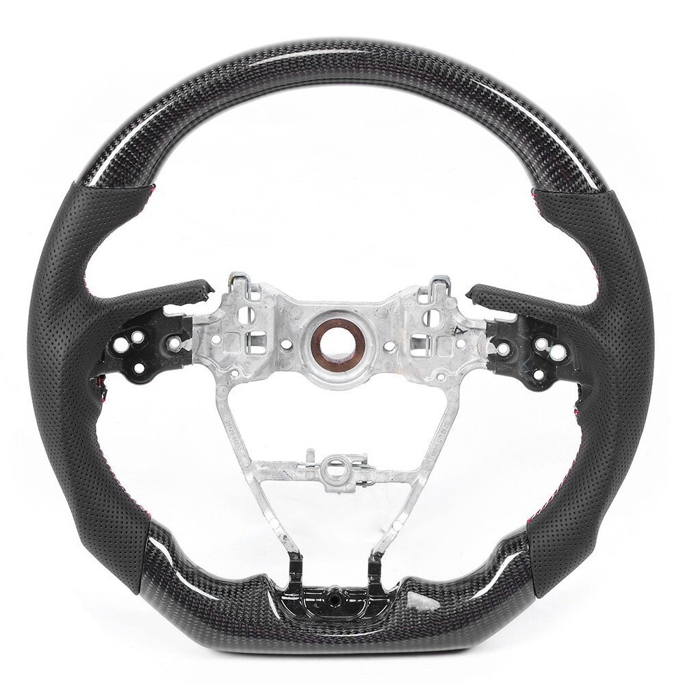 Руль из карбонового волокна с отделкой из перфорированной кожи Nappa, красная и белая строчка, подходит для Toyota Camry, Corolla, RAV4, Auris 1820.