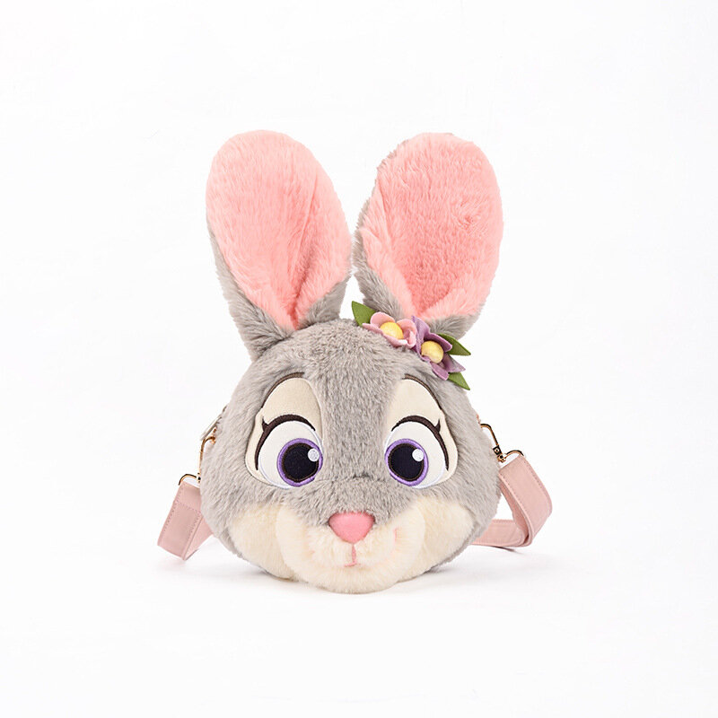 Официально лицензированная плюшевая сумка-кроссбоди Zootopia с Джуди, Ником, Стичем и Минни, большая вместимость, двойная.
