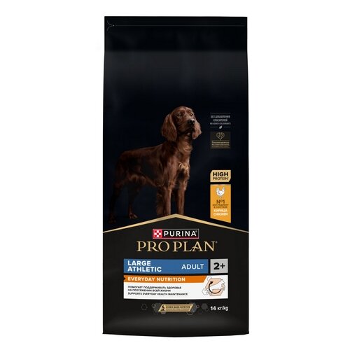 С атлетическим телосложением сухой корм про план для взрослых собак крупных пород с курицей 14 кг