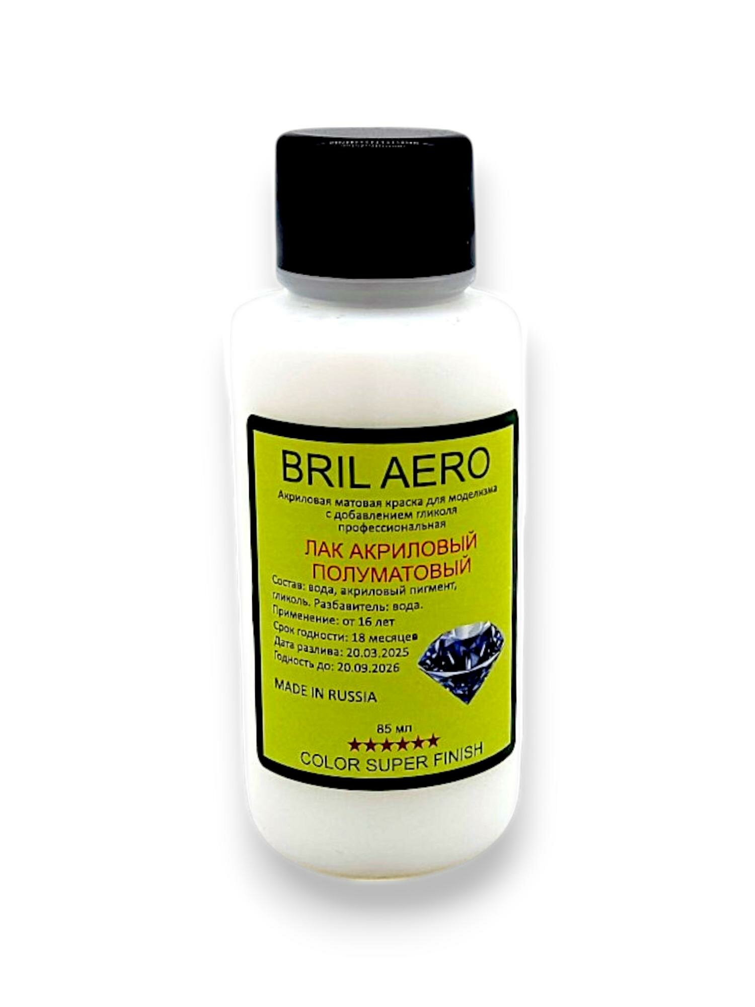 Лак акриловый полуматовый BRIL, 85 мл.
