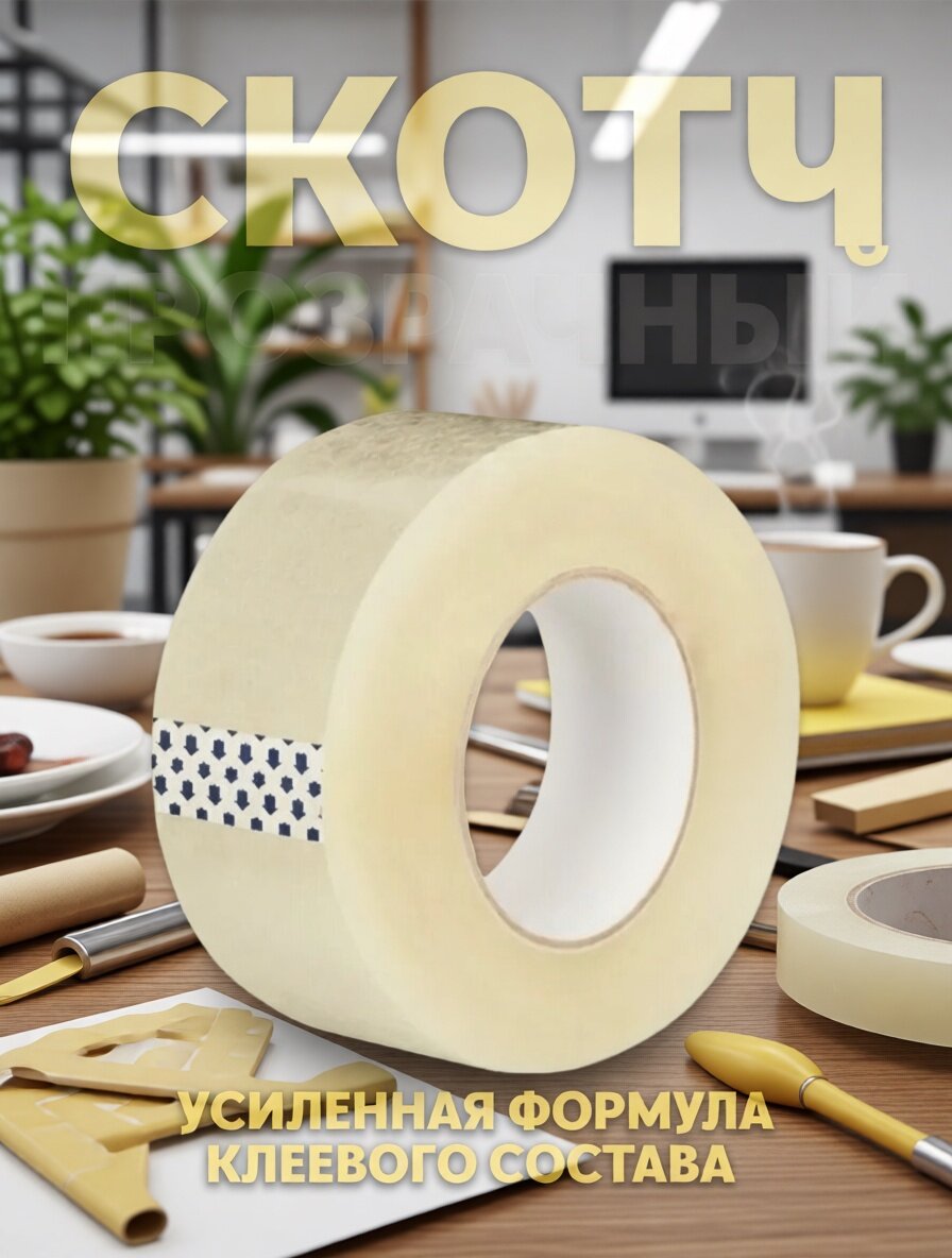 Скотч прозрачный 48мм * 150 метров, в коробке 24 штуки, 40мкм