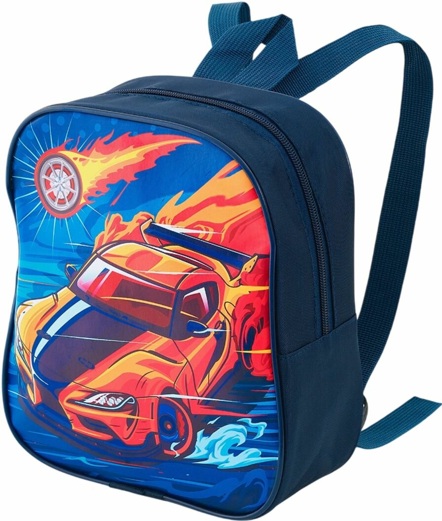 Рюкзак детский "Машина" на молнии для мальчиков, сумка для дошкольников, ранец дошкольный на регулируемых лямках с ручкой, 1 отделение, 20.5х9х24 см, цвет тёмно-синий