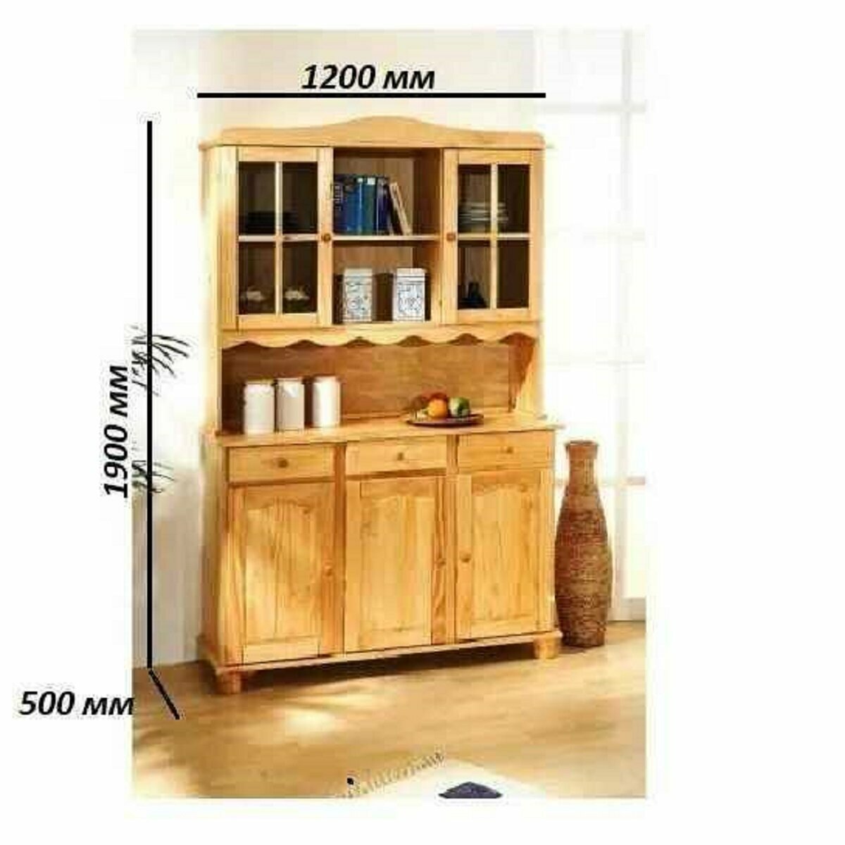 Буфет Форест Premium 2215 покрытие прозрачный лак, 120х50х190, массив сосны.