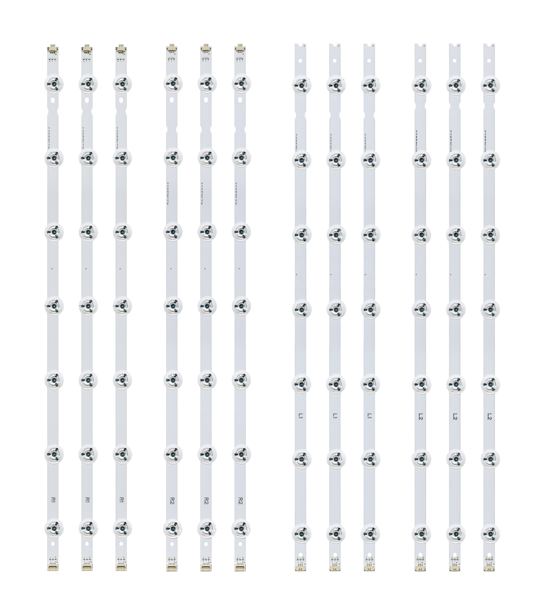 Комплект светодиодной подсветки 55" V14 Slim DRT Rev0.0 (3 пл. R1/L1 и 3 пл. R2/L2 на алюм. осн. по 1140 мм 14 линз)
