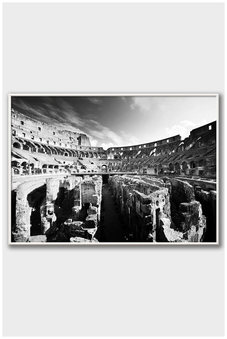 Постер на стену для интерьера Postermarkt Черно белый колизей №2, в белой рамке 30х40 см