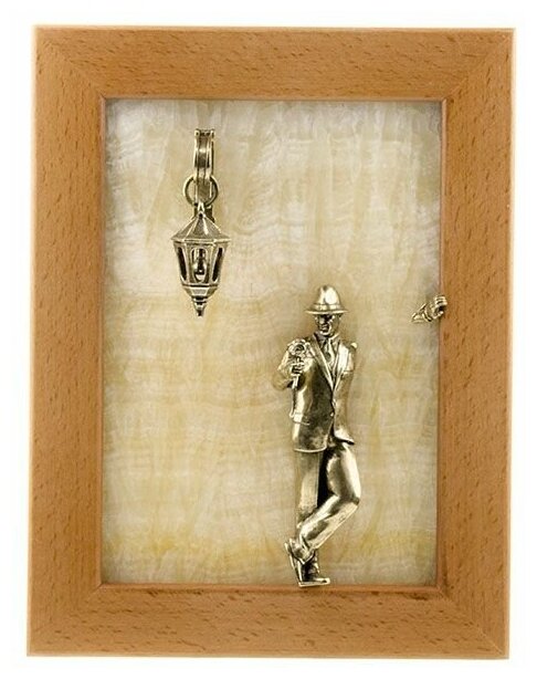 Картина-панно Парень с розой без подсветки на камне оникс (ВхШхД 25см./19см./7см.)