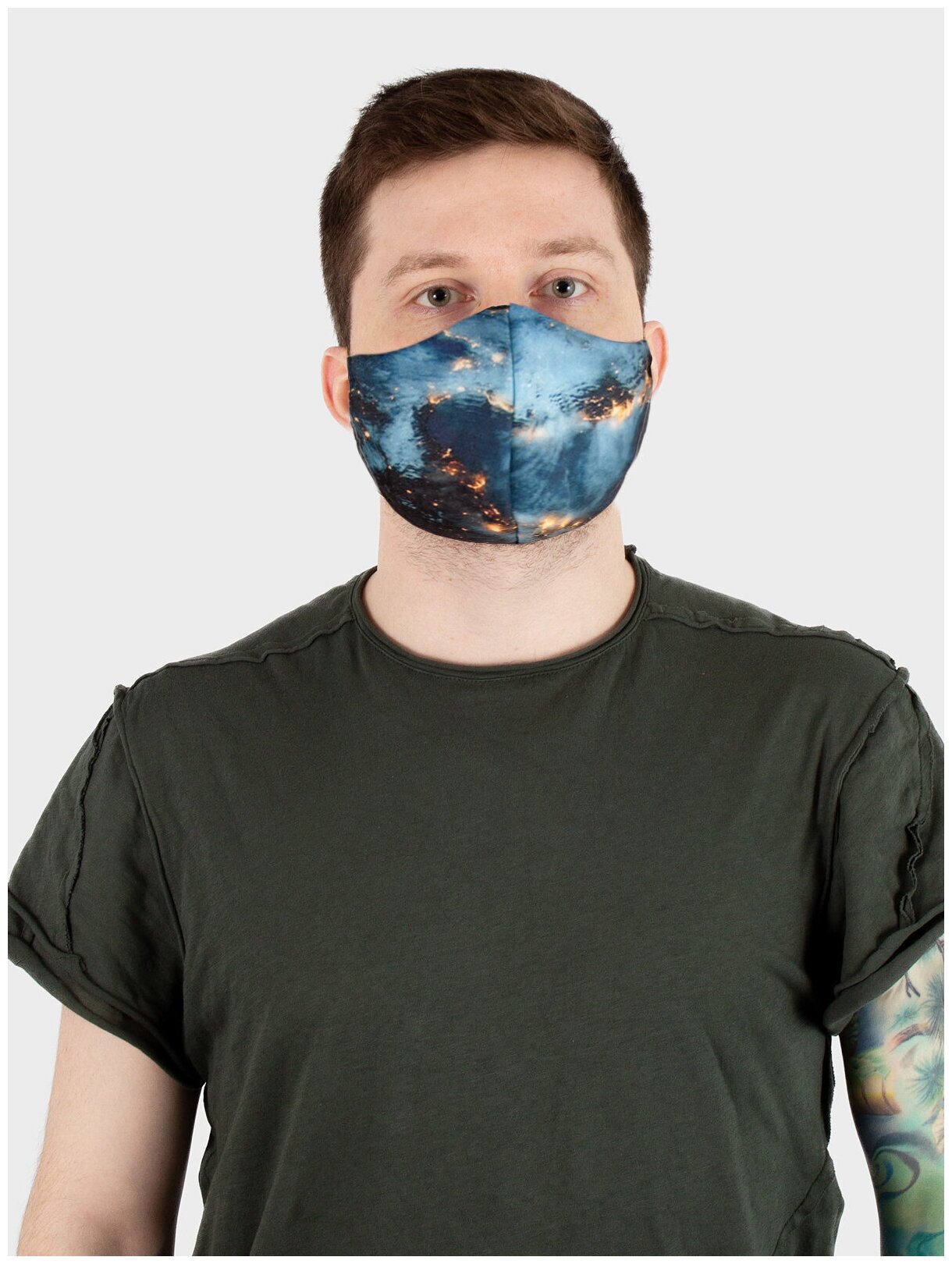 9030-912 Маска многоразовая Textures Premium (универсальный; голубой/ золотой (lights))