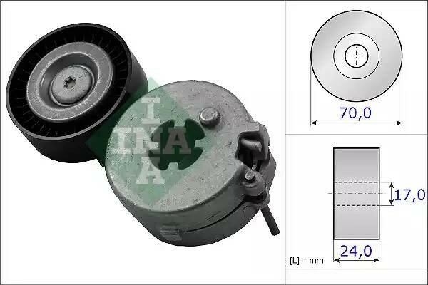 Натяжитель поликлинового ремня INA 534033310 Audi A4, A5, Q5, Vw Amarok 1.8, 2.0tfsi 07-> с роликом