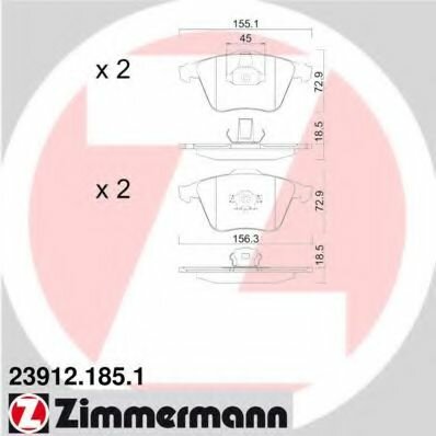 ZIMMERMANN-Колодки тормозные OPEL: SIGNUM 06-, VEC, 239121851 ZIMMERMANN 23912.185.1