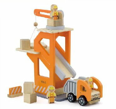 Набор Viga Строитель, кран, машина, фигурки, кубики, в кор. 51616