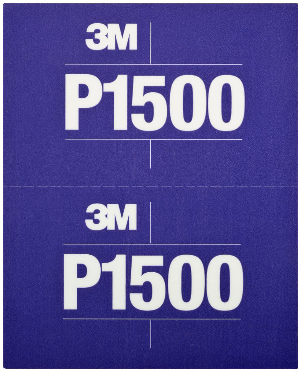 Гибкий абразивный шлифовальный лист (наждачка / шкурка) 3M™ Hookit™ арт. 34343 P1500, 175x140 мм, для ручной шлифовки, 1 шт.