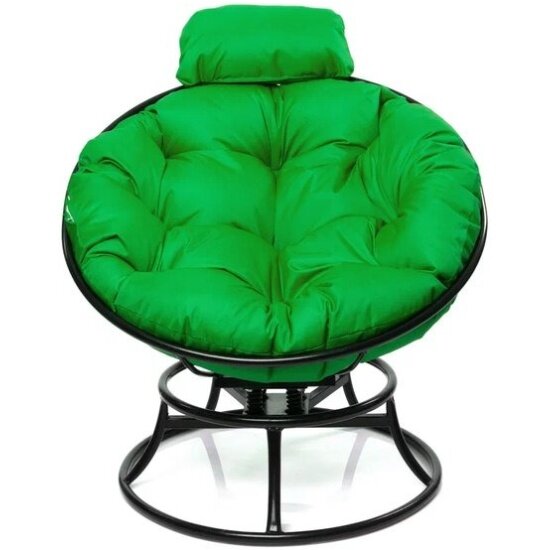 Садовое кресло M-group м-групп папасан пружинка мини без ротанга чёрное, зелёная подушка