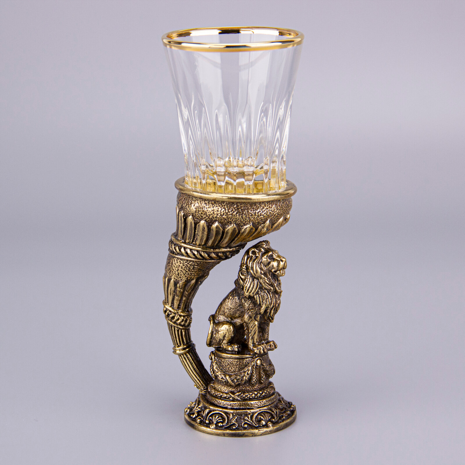 Подарочный набор "Лев" Китобой, 31x18x10 см, латунь/стекло, красный