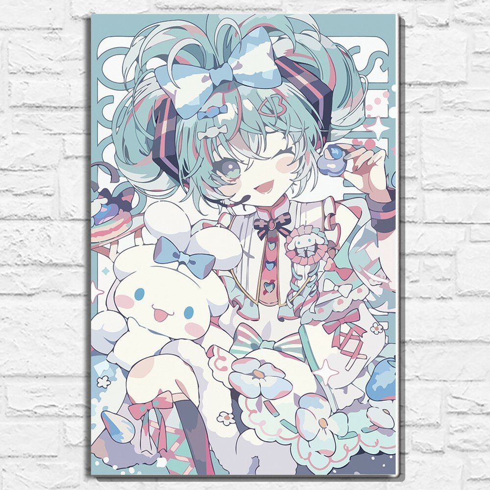 Картина по номерам на холсте аниме мику хацунэ (вокалоид, синаморолл, девушка) - 14901 60х40