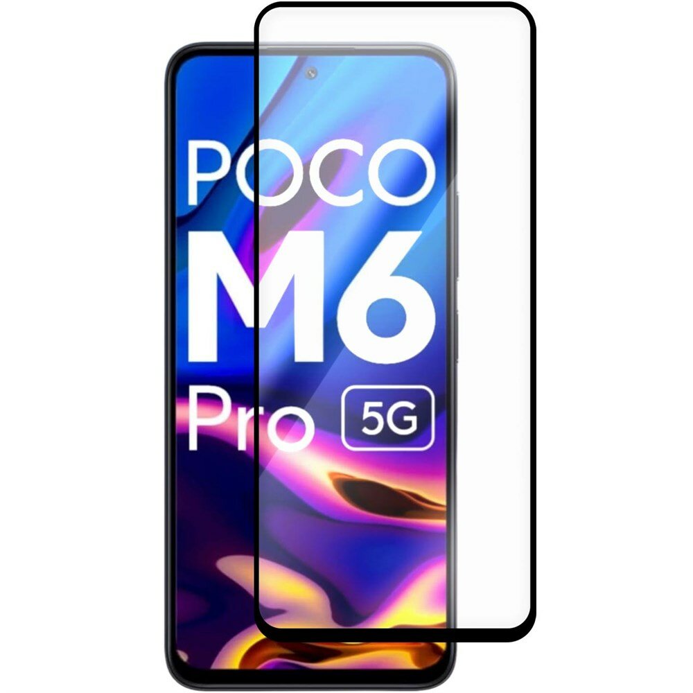 Стекло защитное Full Glue Premium Krutoff для Xiaomi Poco M6 Pro черное