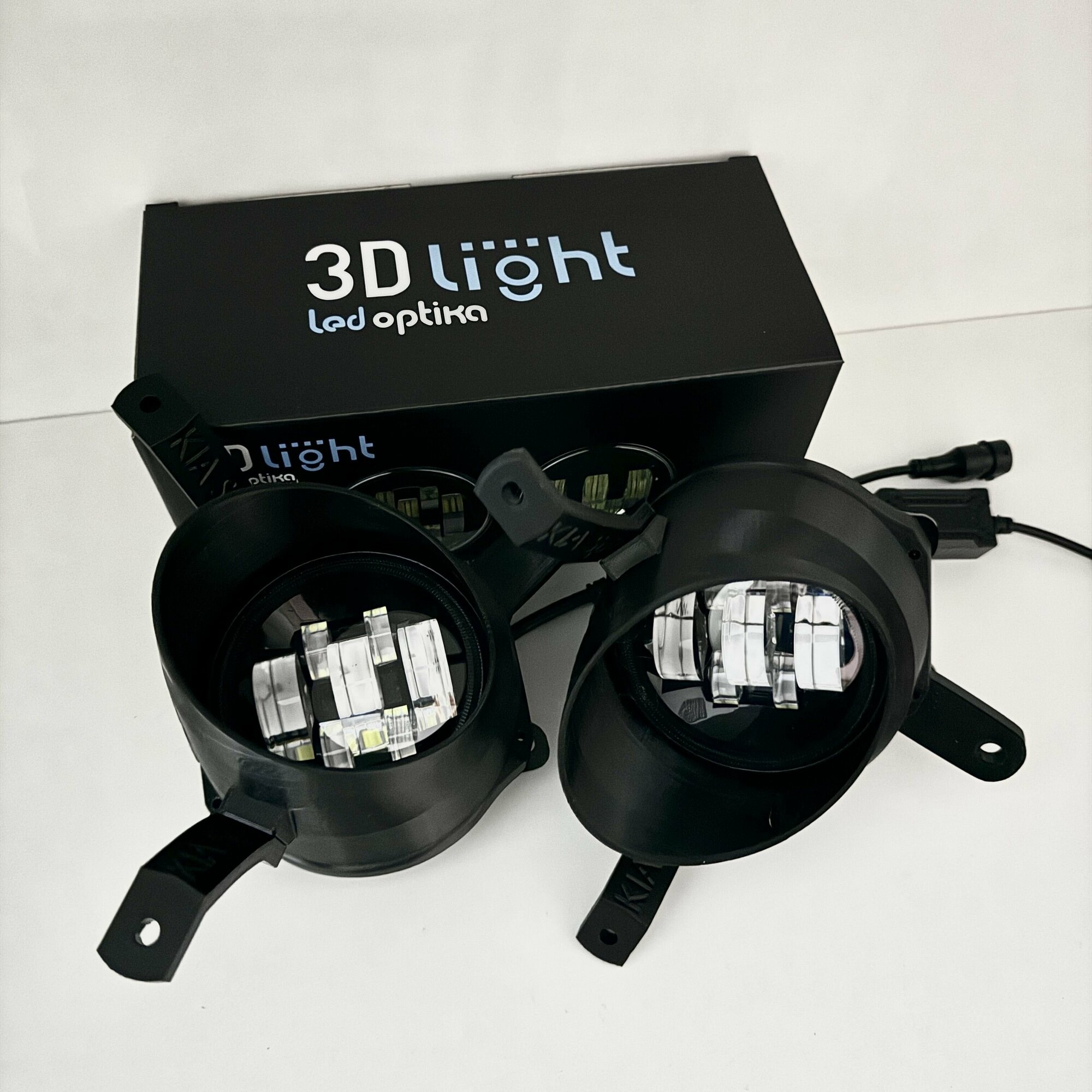 Светoдиодныe противoтуманные фары LED для Кia Sрortage 2008-2010 г. в. oт пpoизвoдителя 3D-Light, 70w, 7 линз, 7 диoдoв