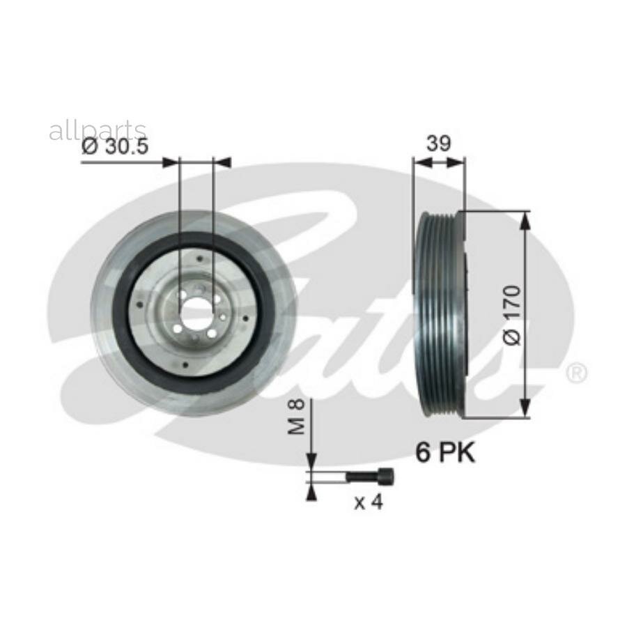 GATES TVD1013A Шкив коленвала Fiat DOBLO Cargo (223_) 1.9 JTD