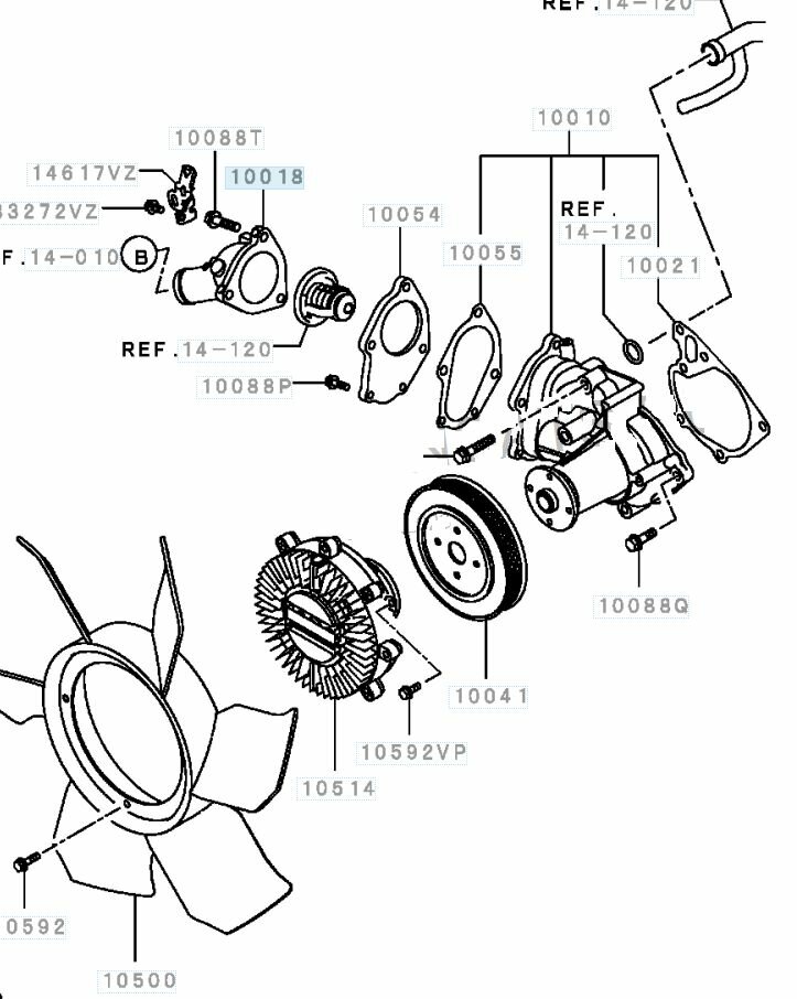 Крышка термостата Mitsubishi Pajero/Montero Sport (KH) 2008-2015 (2.5TDI 4D56U)