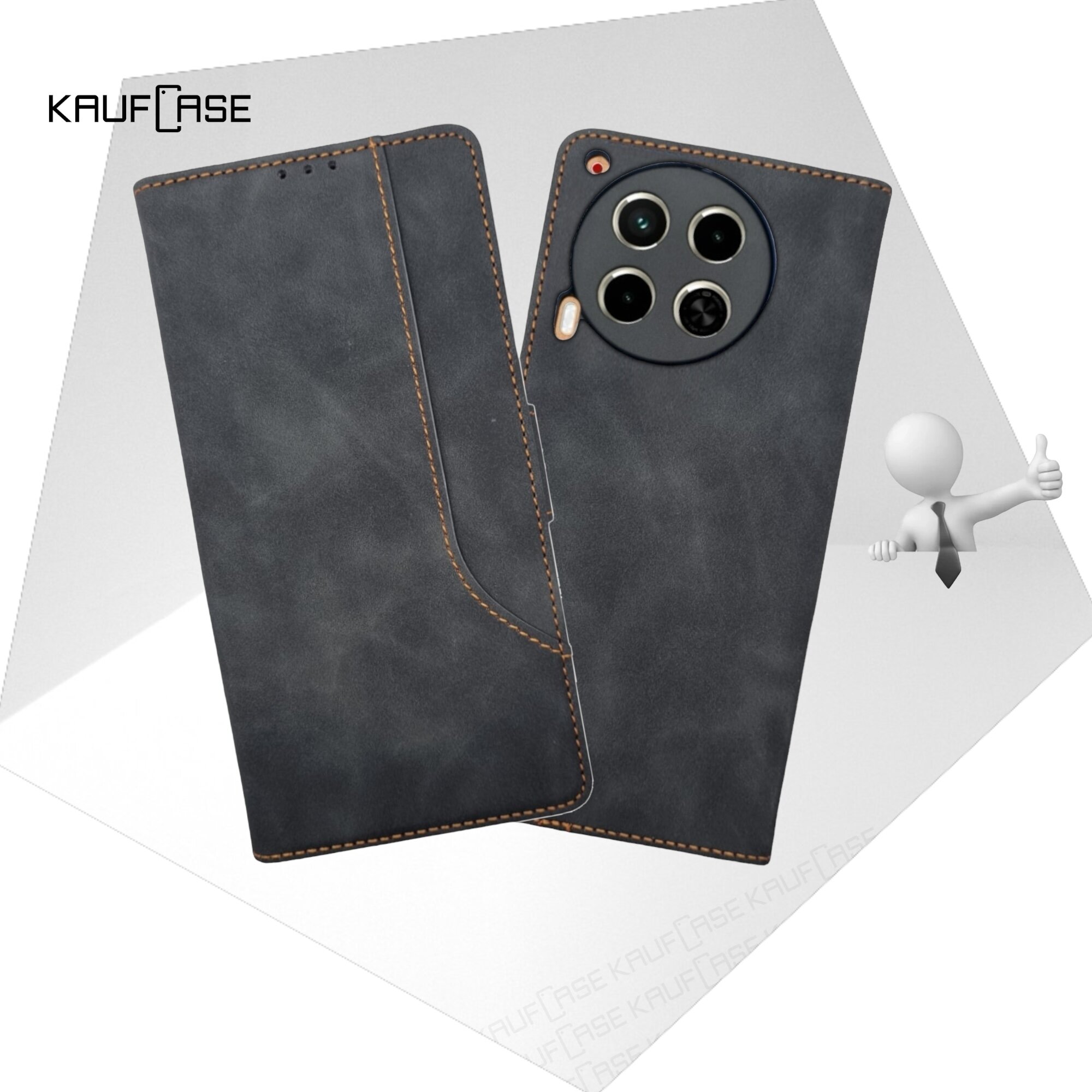 Чехол книжка с карманом кошельком для вашего смартфона Tecno Camon 30 4G (CL6) (6.78"), черный. Матовая текстура под кожу, дополнительный карман на крышке чехла, отделения для карт и купюр