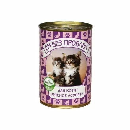 Ем без проблем Консервированный корм для котят Мясное ассорти, 410 г