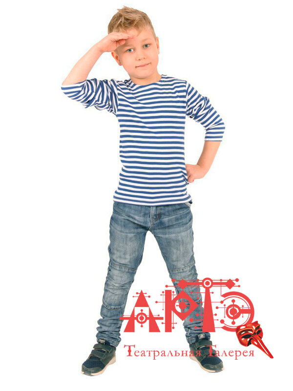 Тельняшка синяя (фуфайка без начеса) (Цв: Синий-Белый Размер: 38)