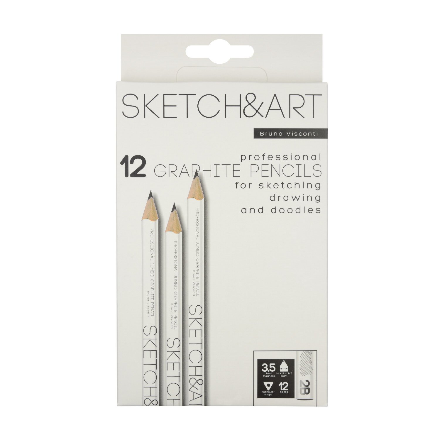 Карандаш чернографитовый "Sketch&Art. Jumbo" 2В, 3,5 MM Набор 12 шт.