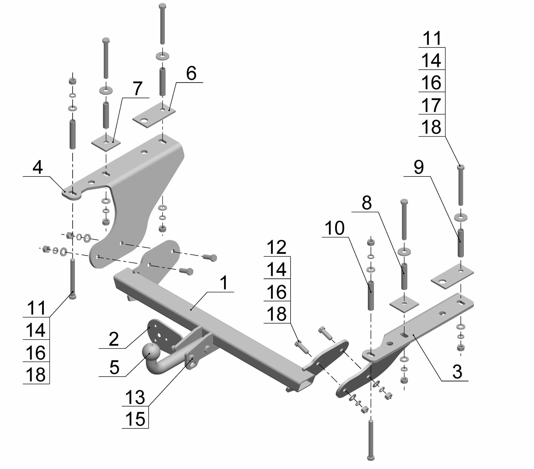 Фаркоп Avtos на SUBARU FORESTER (2008-2012)(паспорт и сертификат в комплекте)(без электрики)SU 05 (90x20x16)