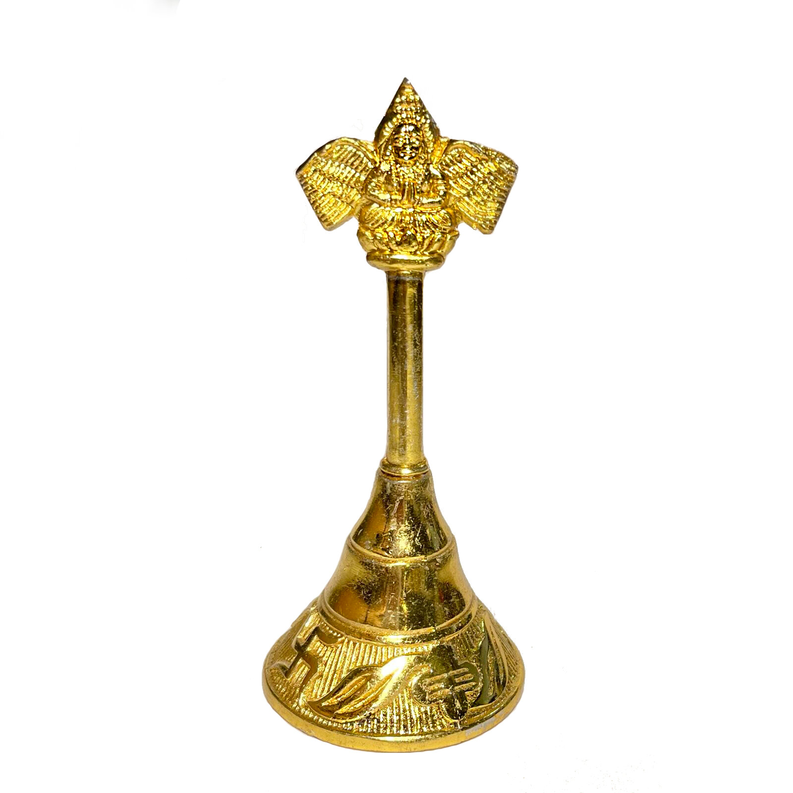 Колокольчик для пуджи Garud Dev (металл, диаметр 5 см, высота 11 см.), 1 шт.