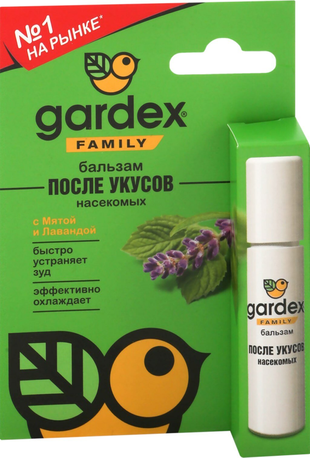Бальзам роликовый GARDEX Family с мятой и лавандой, после укусов насекомых, 7мл, (1 шт)