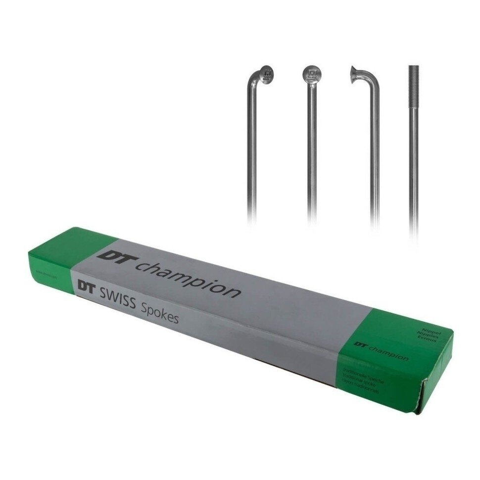 Набор из 32-х спиц DT Swiss Champion 2.0 x 185 мм, без ниппелей, нержавеющая cталь