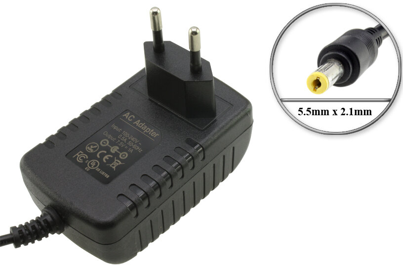 Адаптер (блок) питания 7.5V, 1A, 5.5mm x 2.1mm, для NetGear и другого сетевого и торгового оборудования