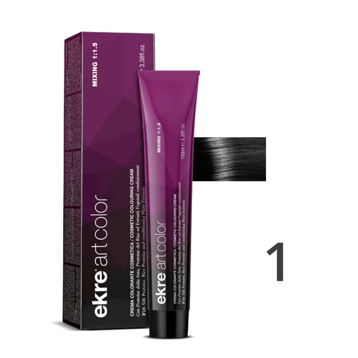Краска для волос профессиональная Ekre Artcolor 1 Черный 100 мл