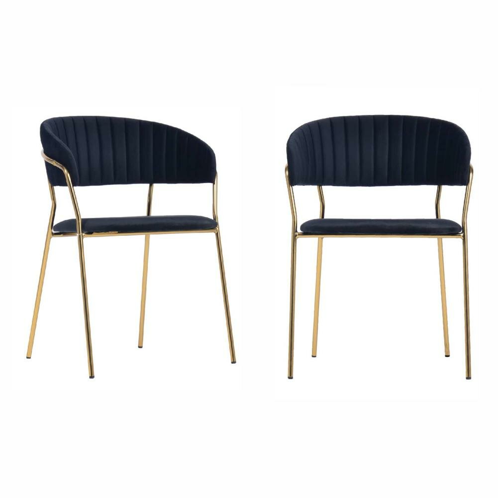 Стул Bradexhome Комплект из 2-х стульев Turin чёрный с золотыми ножками арт. FR 0797P