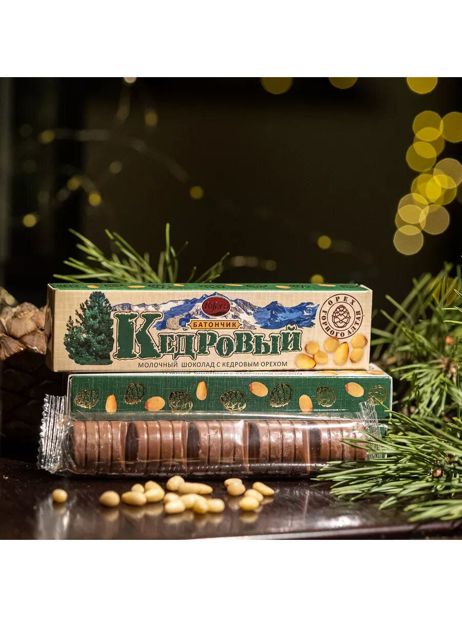 Шоу-бокс Rifero "Кедровый", молочный шоколад, кедровый орех и мед, 650г