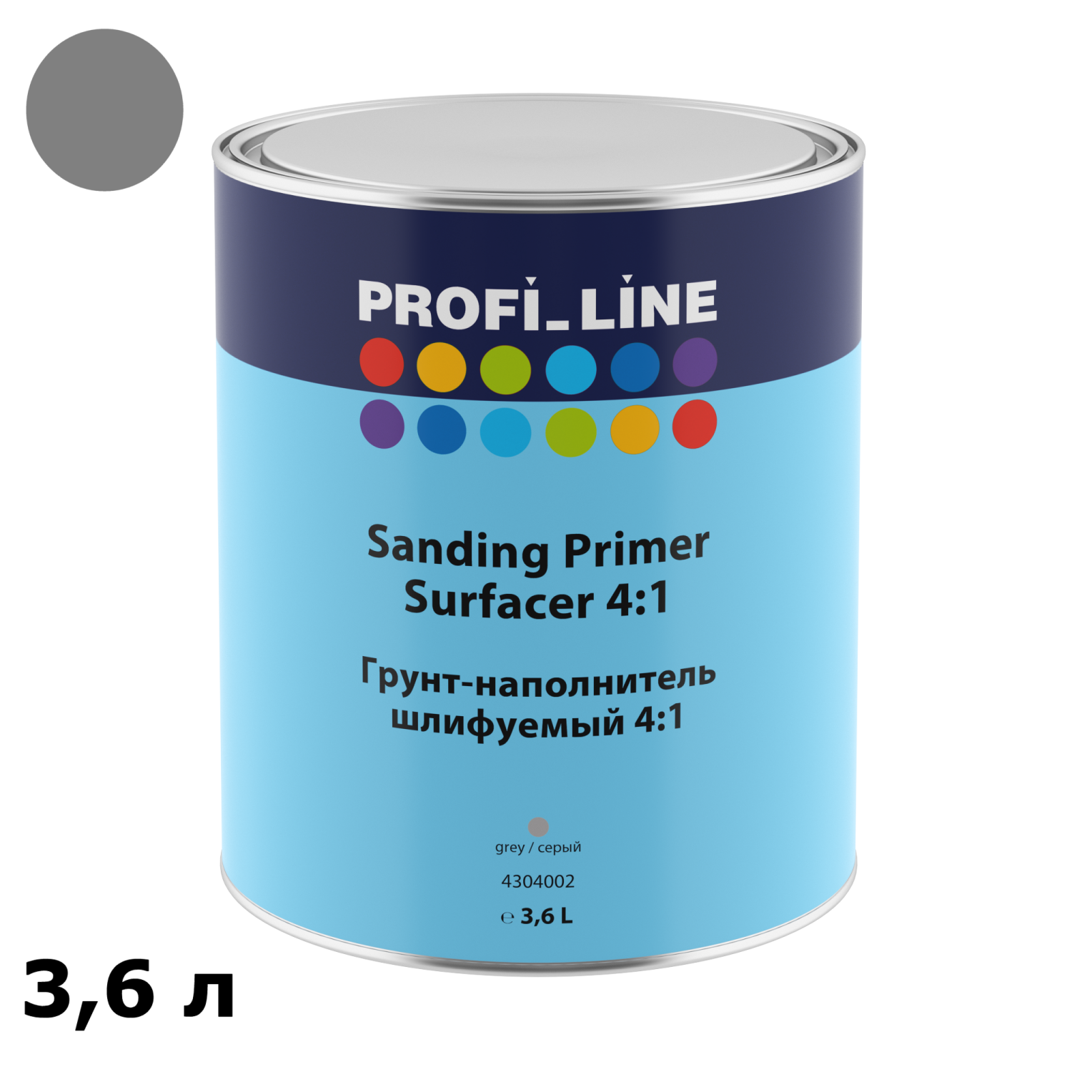 Грунт-наполнитель шлифуемый Profi_Line 4:1 серый (3.6 л)