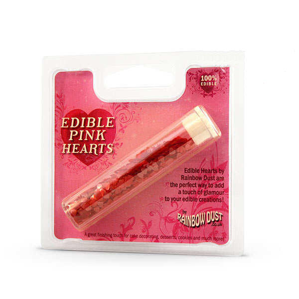 Блестки съедобные Сердца розовые Edible Pink hearts Raindow Dust, 2 гр. (Набор из 1 шт.)