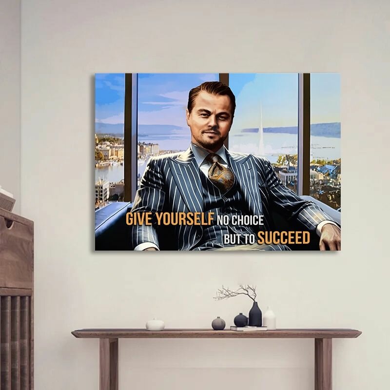 Картина мотивация, Волк с Уолл стрит, картина с деньгами, 60х80 см.