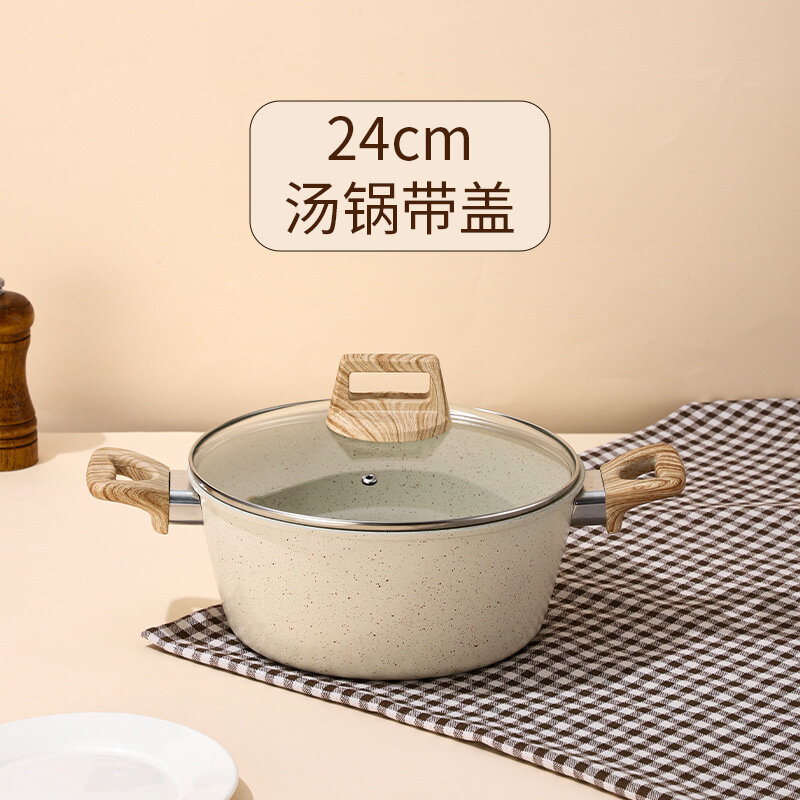 Набор кухонной посуды для трансграничной торговли, антипригарная сковорода, сковорода из камня маифан, кастрюля для супа, универсальный четырехкомпонентный набор для домашнего использования, сковорода для жарки