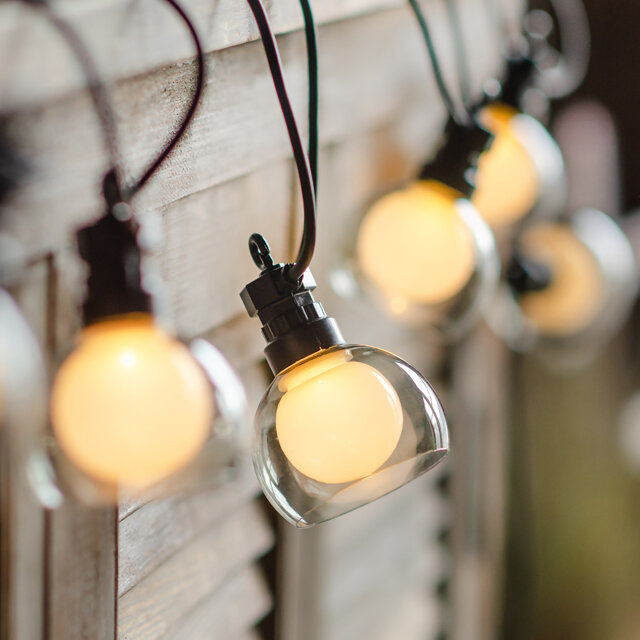 Гирлянда из лампочек Milky Party Lights 5 м, 10 ламп, теплые белые LED, черный ПВХ, соединяемая, IP44, Winter Deco, ECO-010-G-LS1-BWW