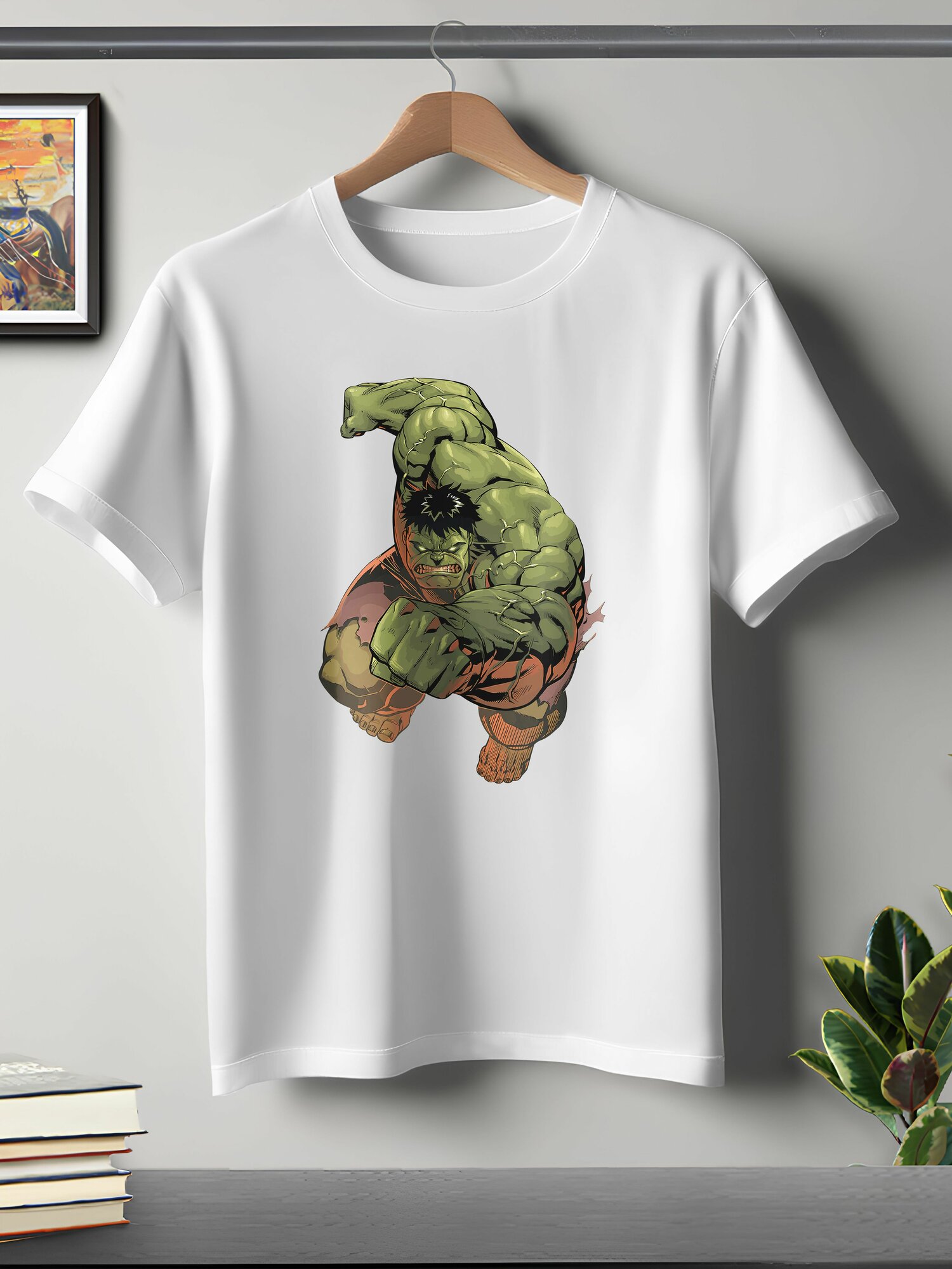 Футболка ONEQ унисекс 48-50 (L) размер с принтом Халк, белая